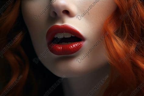 Sensual Redhead With Glossy Red Lips
