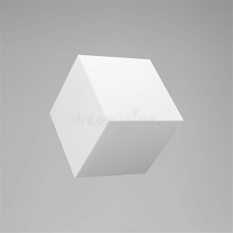 White 3d Modeling Cube With Perspective Isolated On Grey Background