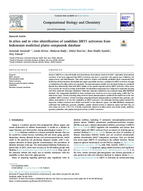 Pdf In Silico And In Vitro Identification Of Candidate Sirt1