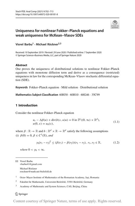 Uniqueness For Nonlinear Fokker Planck Equations And Weak Uniqueness