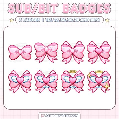 Pink Bow Twitch Subbit Badges Cute Twitch Streaming Badges Pastel