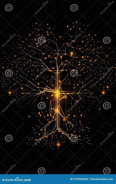 A Symbol Of A Neural Network Outlined In Led Lights Scanning And Yzing Network Traffic Stock