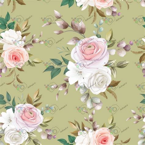 وکتور پترن گل گلیِ دسته گل رز و ختمی کد 11773 عکس گراف