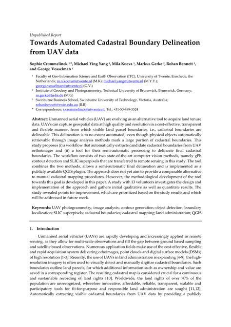 Pdf Towards Automated Cadastral Boundary Delineation From Uav Data
