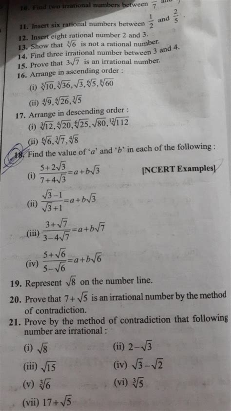 11 Insert Six Rational Numbers Between 21 And 52 12 Insert Eight Rat