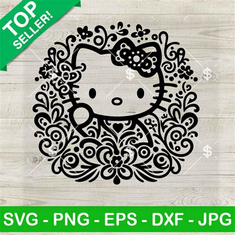 Mandala Zentage Kitty Svg Zentage Cute Kitty Cat Svg Sanrio Characters Svg Png Dxf