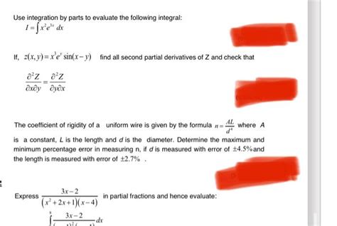 solved use integration by parts to evaluate the following