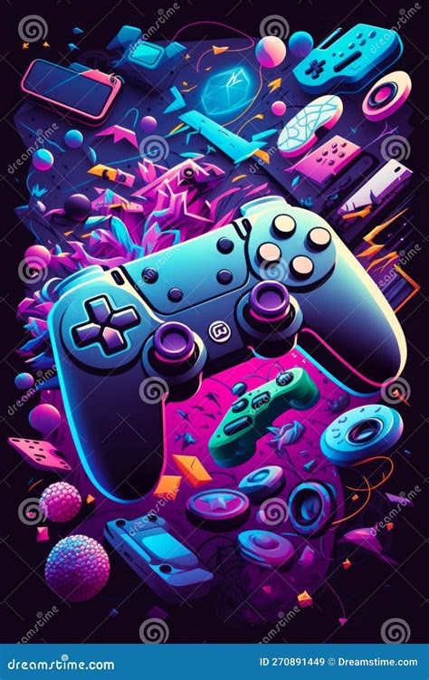 An Image Of Video Game Controller Generative Ai Stock Illustration