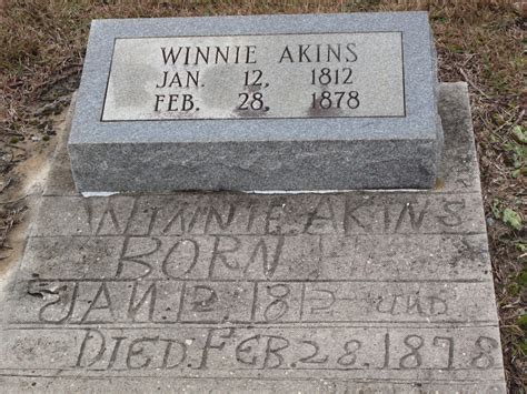 Winifred Ann “winnie” Moore Akins 1812 1878 Find A Grave Memorial