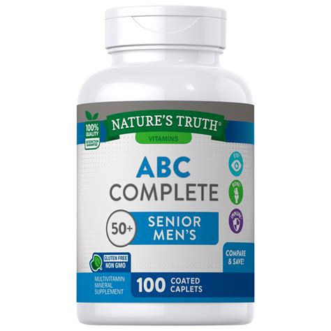 Natures Truth Abc Complete 50 Senior Mens Coated Caplets 100 Ct