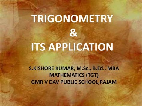 Application Of Trigonometry Pptx