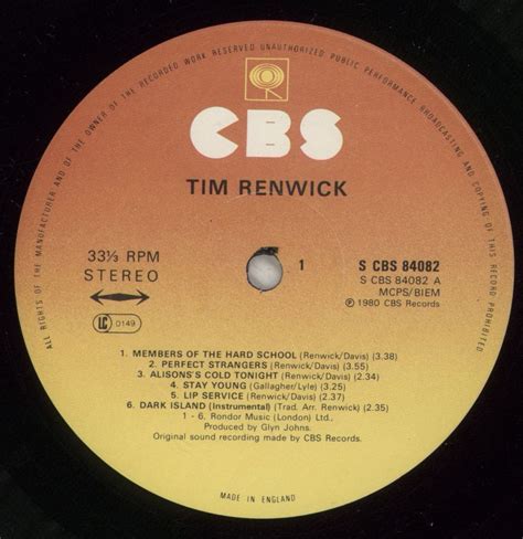 Tim Renwick Tim Renwick Uk Vinyl Lp —