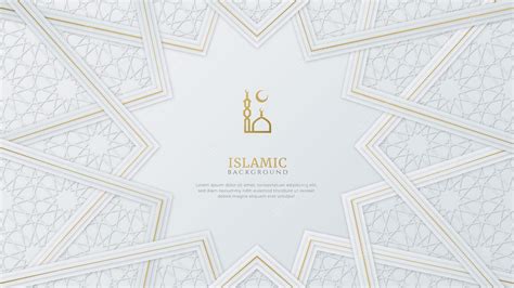 이슬람 패턴 및 장식 장식 테두리 프레임 아랍어 이슬람 우아한 흰색과 황금 럭셔리 장식 배경 프리미엄 벡터