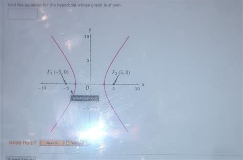 solved find the equation for the hyperbola whose graph is