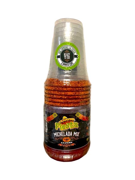 Fiestas Ready To Go Michelada Bottle With 6 Pre Rimmed Party Cups