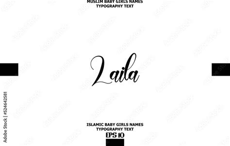 Arabic Girl Name Laila Cursive Alphabetical Text Sign Stock Vector