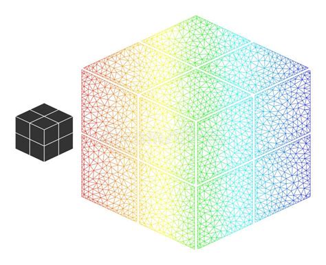 Spectrum Mesh Gradient 3d Cube Icon Stock Vector Illustration Of