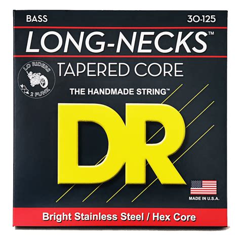 Dr Long Necks Tapered Stainless Steel Bass Strings 6 String Medium