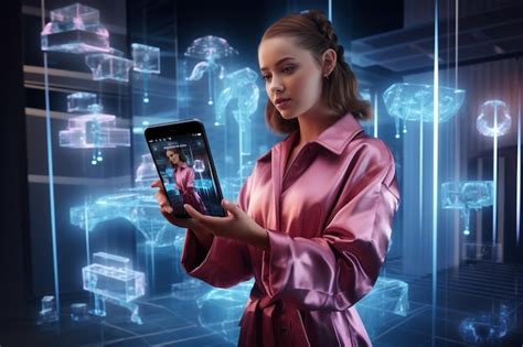 Premium Ai Image Full Shot Woman Augmented Reality Technology