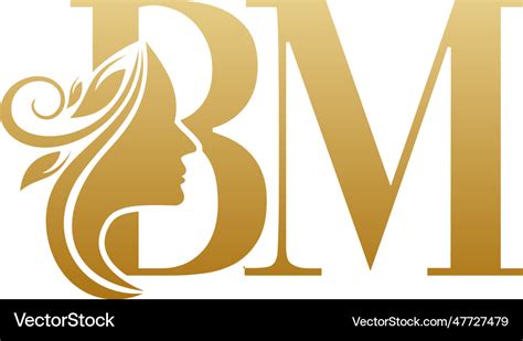 Initial Bm Face Beauty Logo Design Templates Vector Image