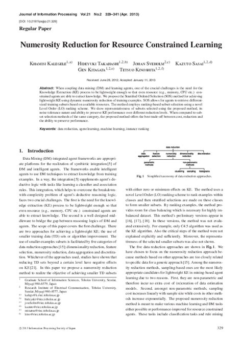 Pdf Numerosity Reduction For Resource Constrained Learning