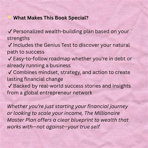 The Millionaire Master Plan Book By Roger J Hamilton Etsy