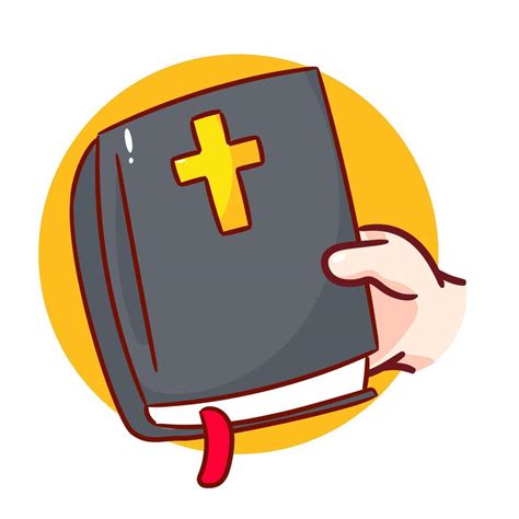 Hand Holding Bible Cartoon Christianity Concept Design Isolated Icon