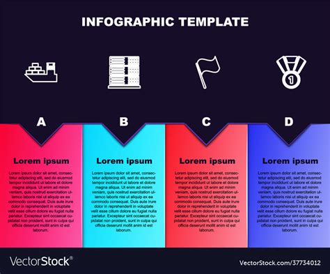 Set Line Cargo Ship Server Data Web Hosting Vector Image