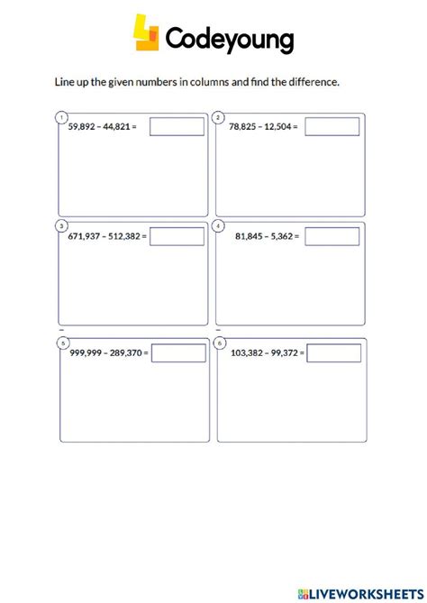 Estimating Difference Interactive Worksheet Live Worksheets