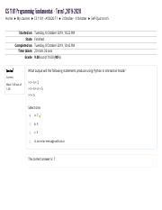 Self-Quiz Unit 5.pdf - CS 1101 Programming Fundamentals - Term 1 2019-2020 Home My courses CS ...