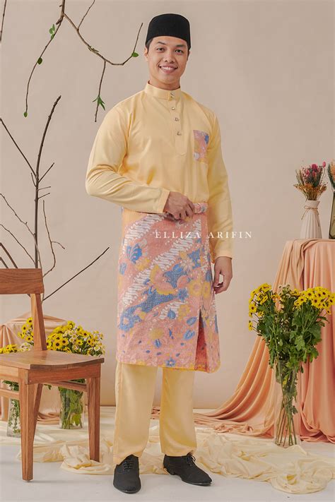 Baju Melayu Batik In Lemon Yellow Elliza Arifin