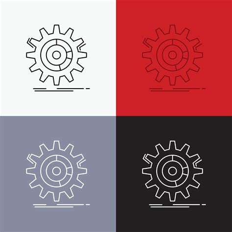 Setting Data Management Process Progress Icon Over Various Background Line Style Design