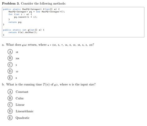solved consider the following methods public static maxpq