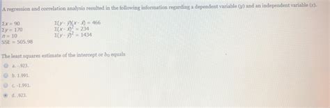 solved a regression and correlation analysis resulted in the