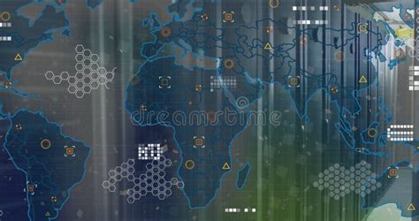 Animation Of World Map And Data Processing Over Computer Servers Stock