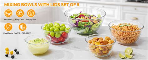 Glass Mixing Bowls With Lids Set Of 5478qt22qt17qt1