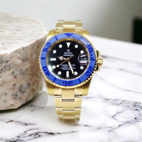 Japanese Brand × Seiko Seiko Mod Prospex Yachtmaster Blue Gold 41mm