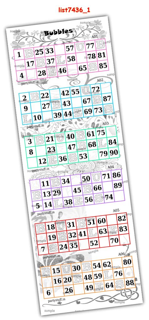 Bubbles Theme Designs In Tambola Housie