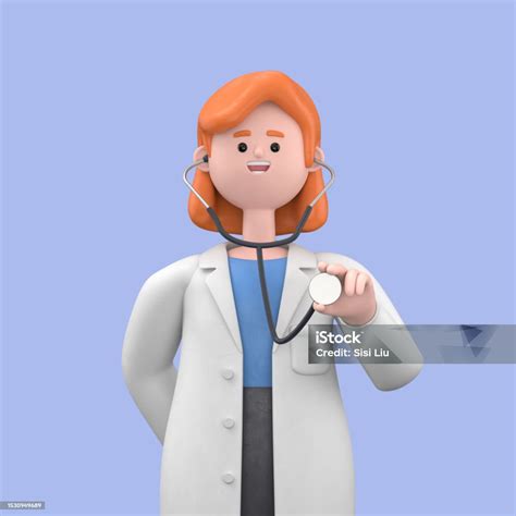 청진기를 들고 있는 여성 의사 노바의 3d 그림 파란색 배경에 분리된 의료 프레젠테이션 클립 아트 3차원 형태에 대한 스톡 사진 및 기타 이미지 Istock