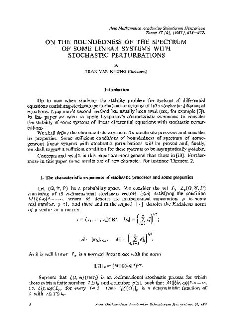 Pdf On The Boundedness Of The Spectrum Of Some Linear Systems With