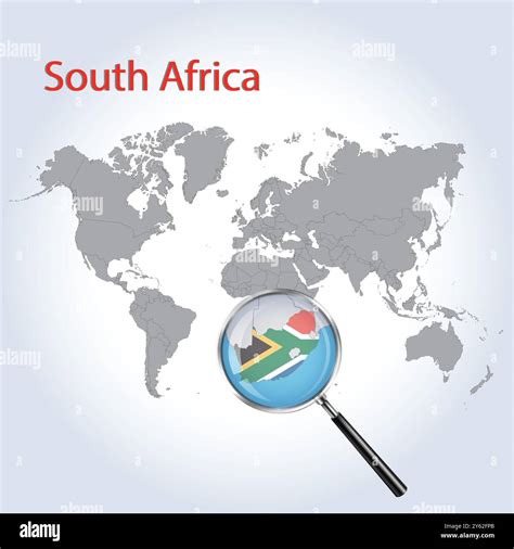 South Africa Magnified Map And Flag South Africa Enlargement Maps Vector Art Stock Vector