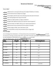 Oscar Vallecillo Momentum Worksheet Day3 Docx Pdf Momentum