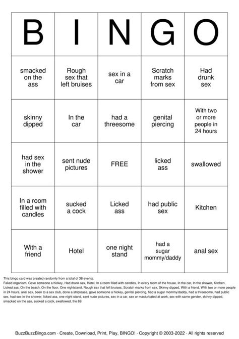 Sex Bingo Cards To Download Print And Customize