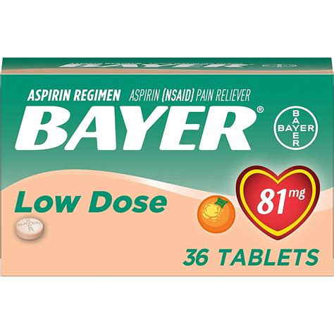 Bayer Chewable Low Dose Aspirin, 81 mg Tablets, Orange 36 ea (Pack of 3 ...