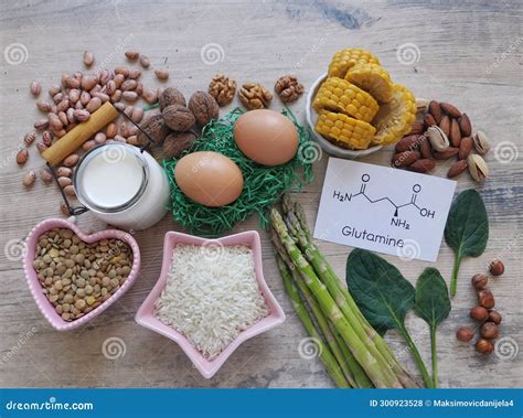 Glutamine High Foods With Structural Chemical Formula Of Glutamine Healthy Foods For Training