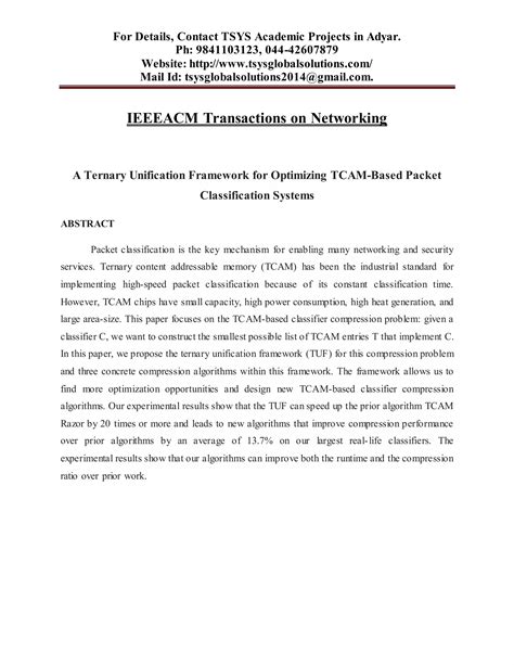 ieee acm transactions 2018 on networking topics with abstract for final