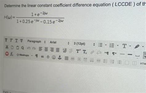 Solved Determine The Linear Constant Coefficient Difference