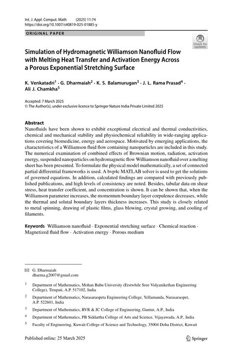 Pdf Simulation Of Hydromagnetic Williamson Nanofluid Flow With