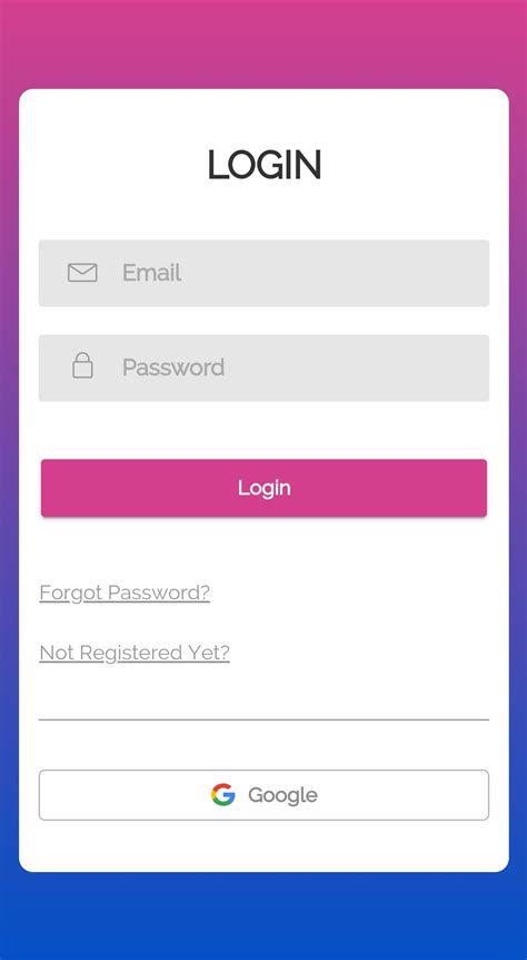 Material Design Login Ionic Marketplace