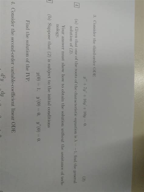 solved 3 consider the third order ode a given that one of